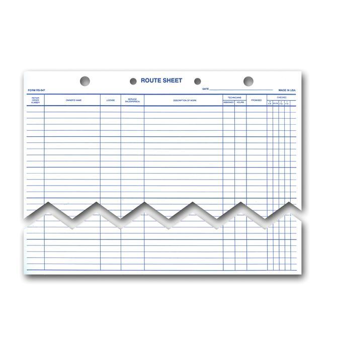 Route Sheet (Form RS-547) – The Dealership Store